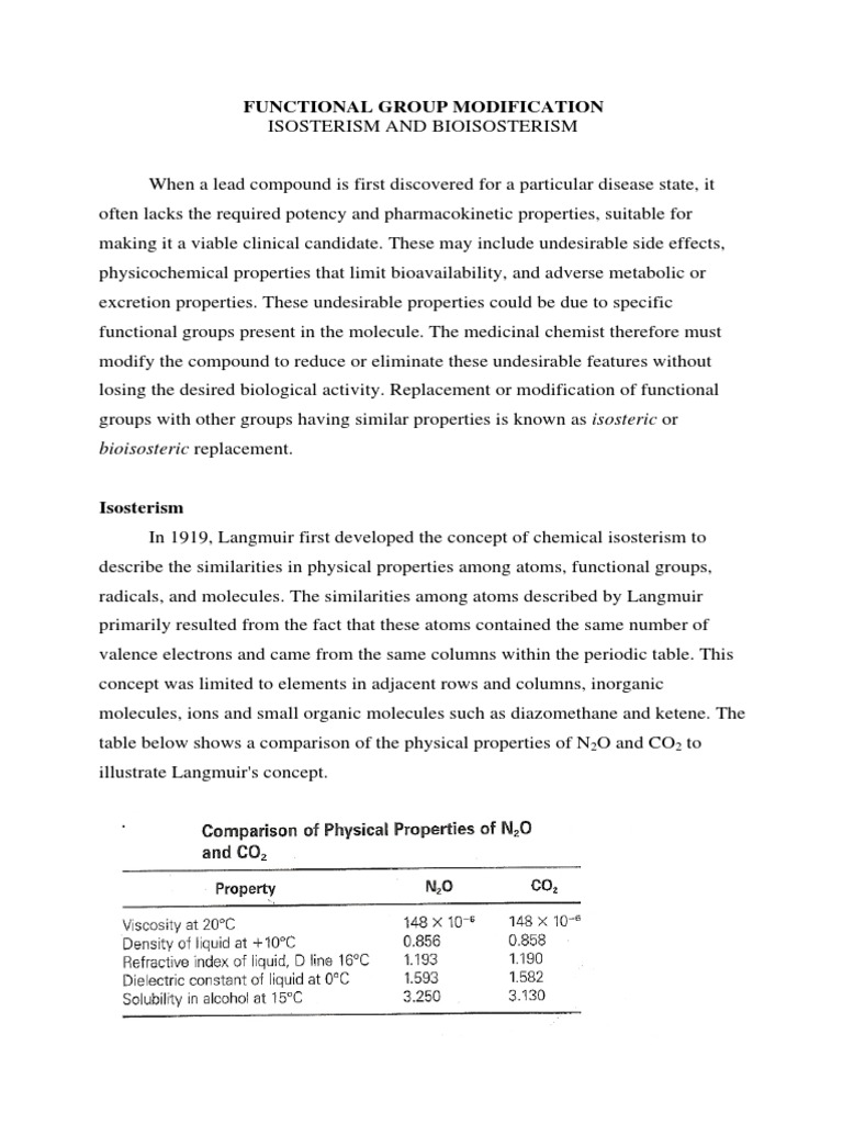 Isosterism and Bioisosterism | PDF | Functional Group | Molecules