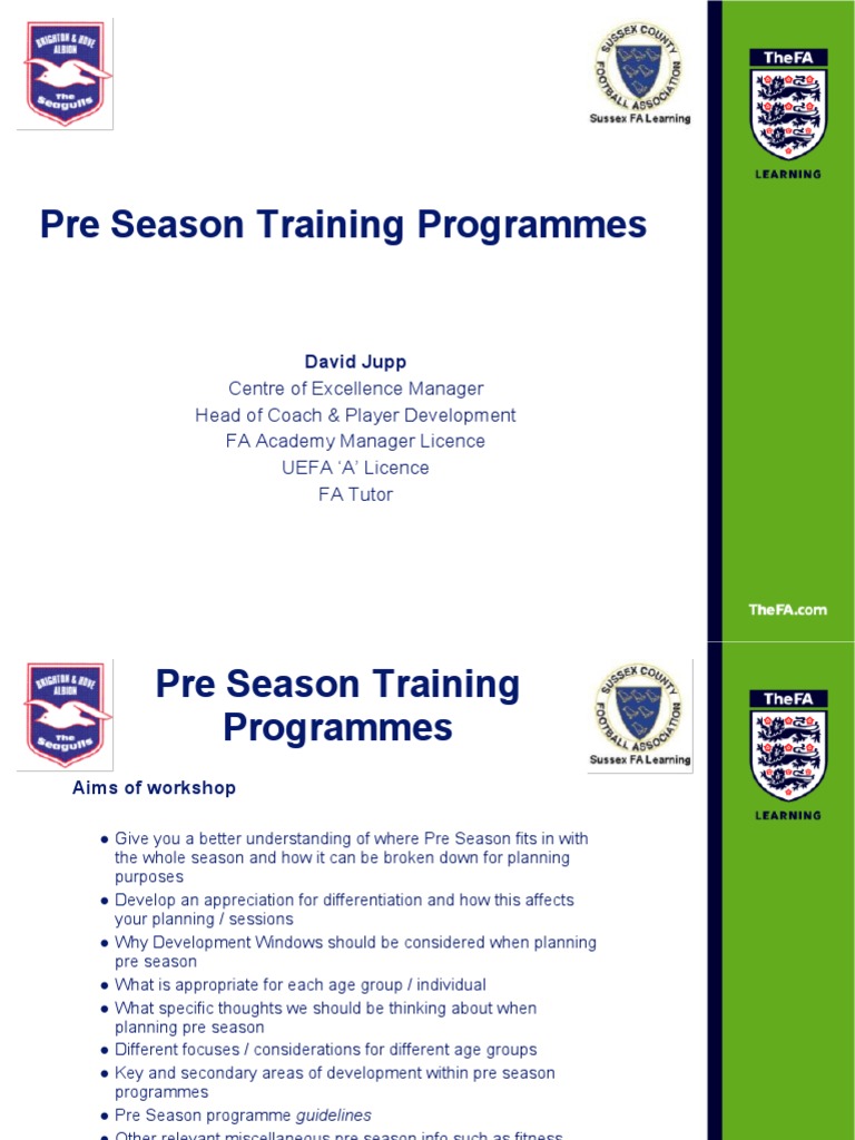 Brighton Pre-Season Workshop | PDF | Aerobic Exercise | Motor Coordination