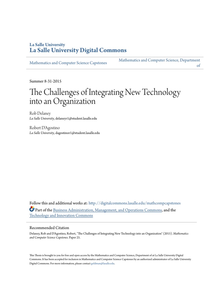 The Challenges of Integrating New Technology Into An Organization | PDF ...