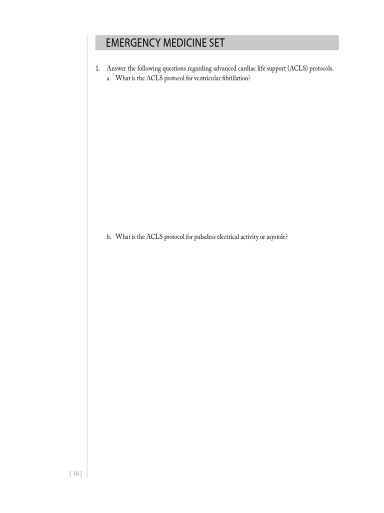 Emergency Medicine Set: 1. Answer The Following Questions Regarding ...