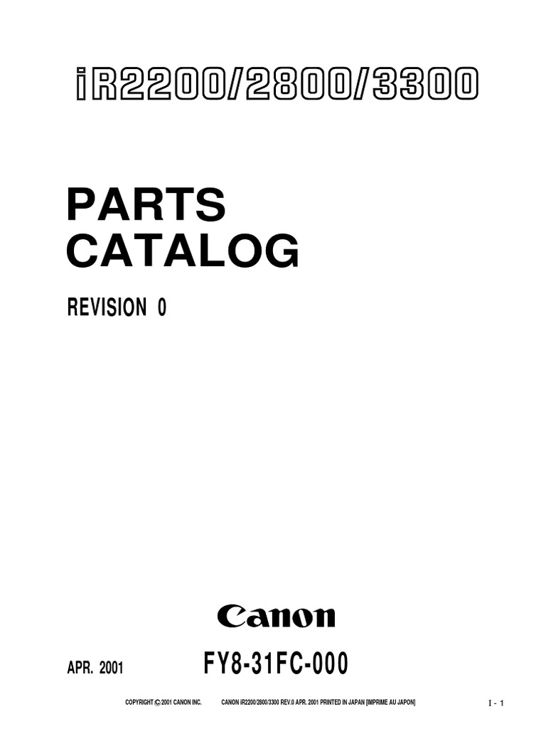 Canon ImageRunner 2200, 2800, and 3300 Service Manual and Parts Catalog ...