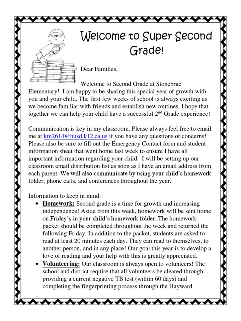 Welcome Letter To Parents Mcgowan | PDF | Classroom | Cognition
