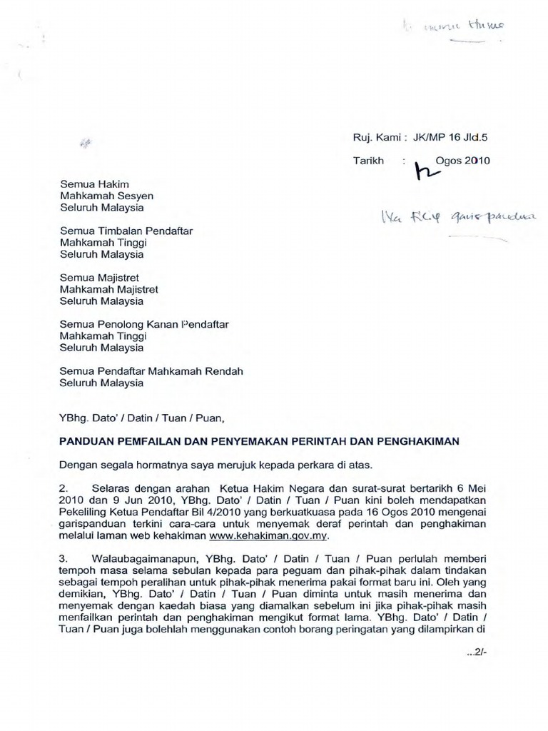 Panduan Pemfailan Dan Penyemakan Perintah Dan Penghakiman | PDF