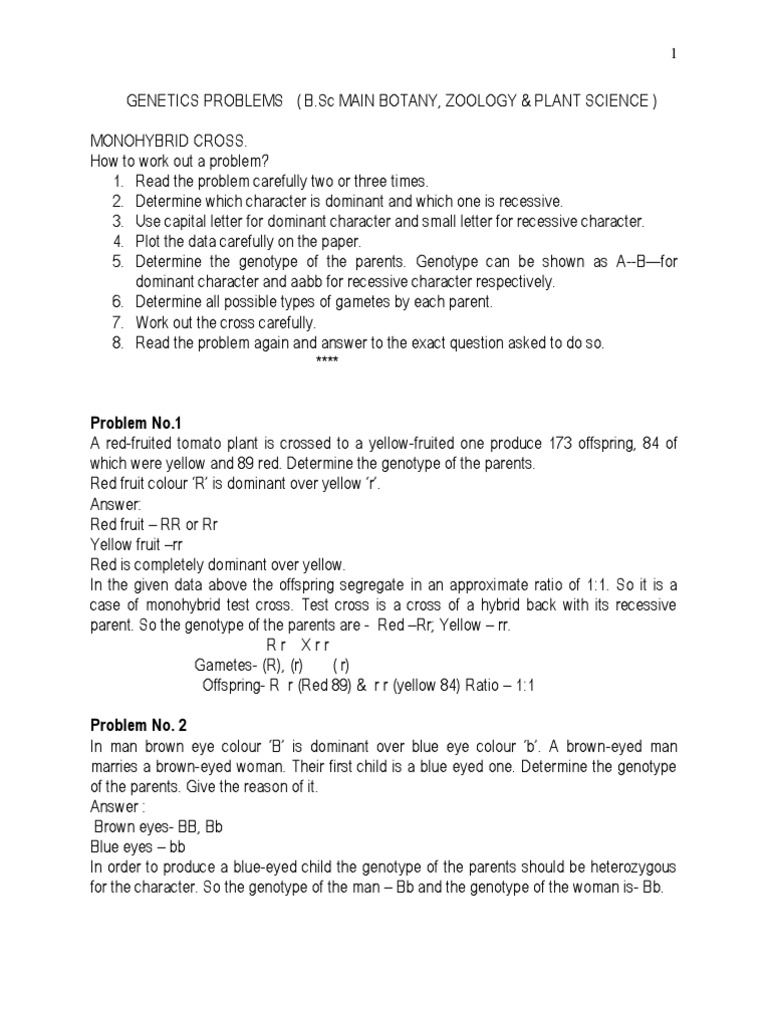 Genetics Problems With Answers | PDF | Dominance (Genetics) | Genotype