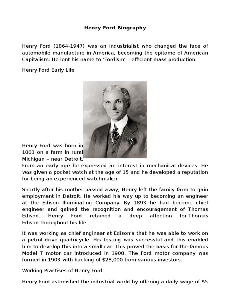 Henry Ford As A Child
