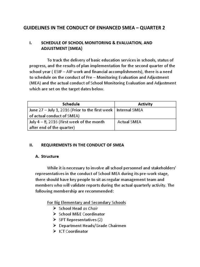 Draft Guidelines Smea q2 | PDF | Data | Evaluation