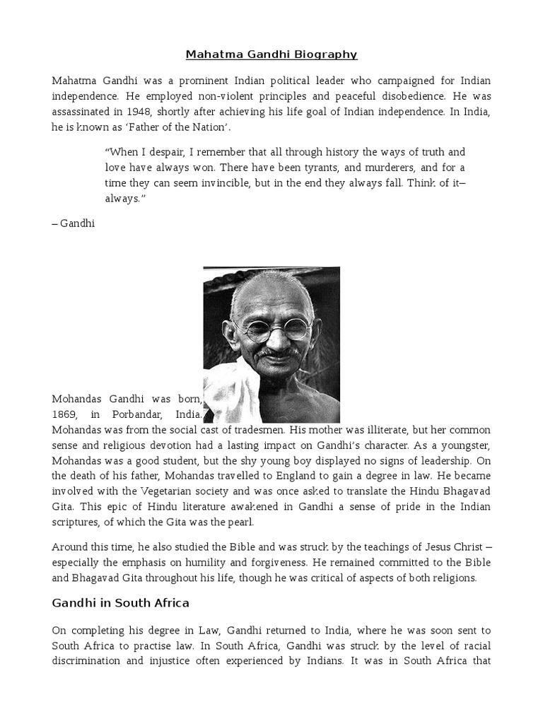 Mahatma Gandhi Biography | Mahatma Gandhi | Partition Of India