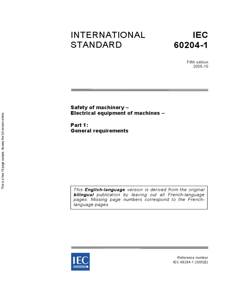 Iec60204-1 (Ed5.0) en D PDF | PDF | Electrical Wiring | International ...