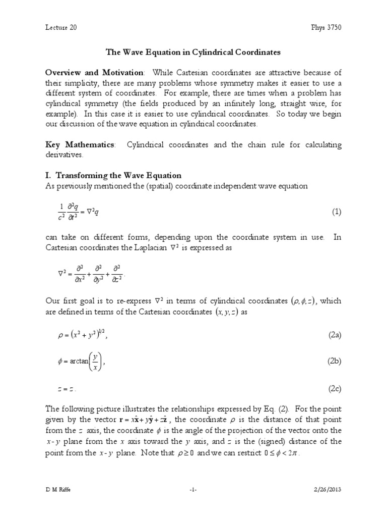 Wave Equation in Cylindrical Coordinates | PDF
