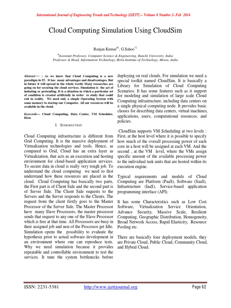 CloudSim for Cloud Computing Simulation | PDF