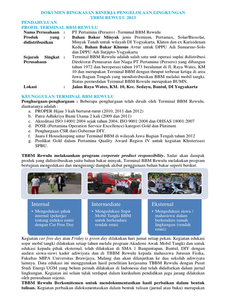 DRKPL 2013 Pertamina TBBM Rewulu | PDF
