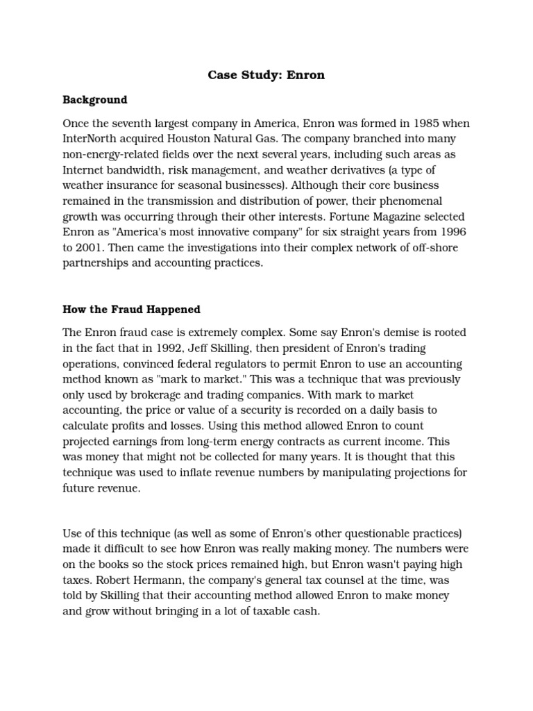 Case Study (Ethical Issues) | PDF | Enron | Expense