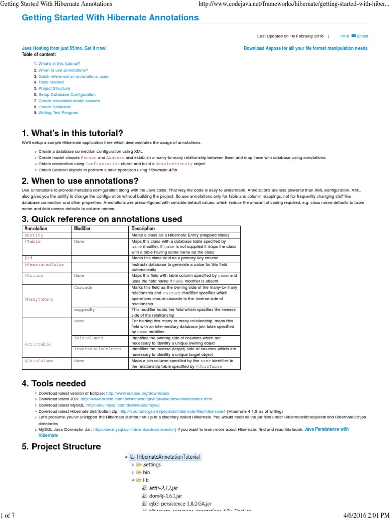 Getting Started With Hibernate Annotations Computing Platforms