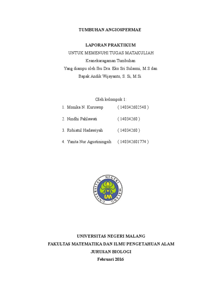 Laporan Angiospermae | PDF | Griya & Taman | Kesehatan Holistik