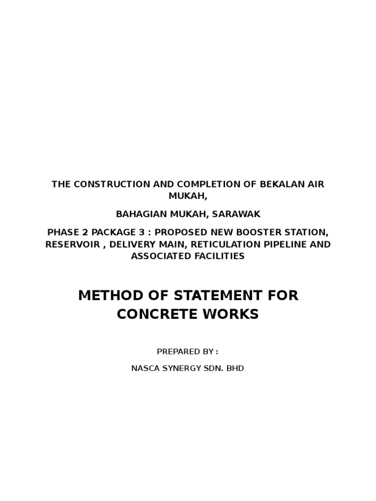 Method of Statement For The Construction of RC Pipe Support - R0 | PDF ...