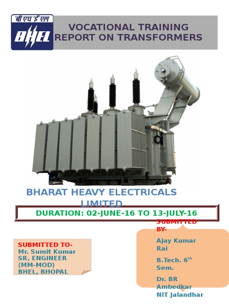 BHEL Vocational Training Report on Transformers | PDF | Transformer ...