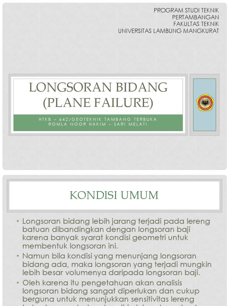 Analisis Longsoran Bidang pada Lereng | PDF