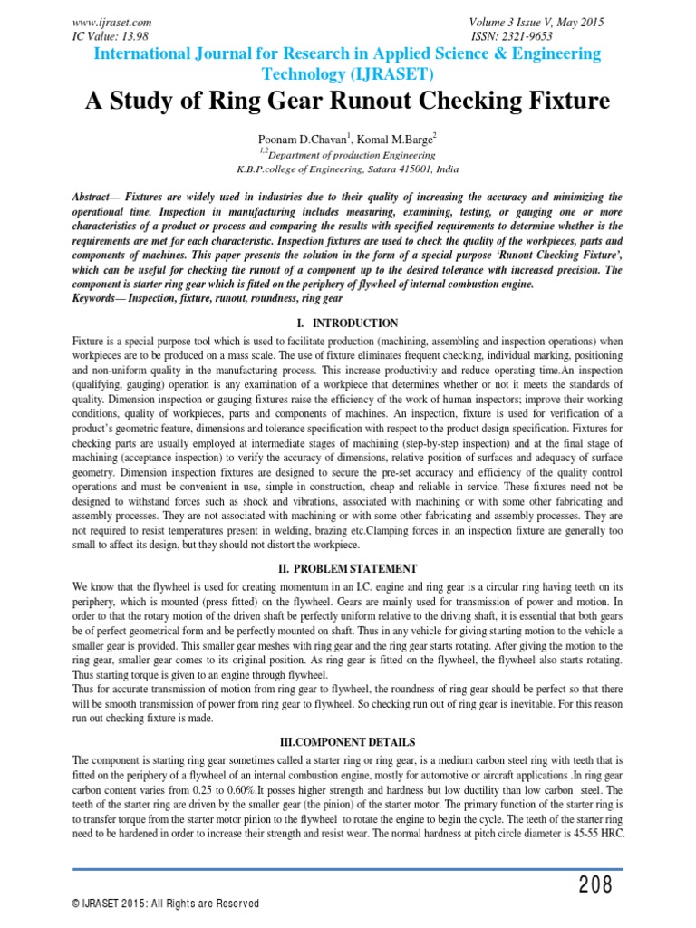 A Study of Ring Gear Runout Checking Fixture | PDF | Mechanical ...