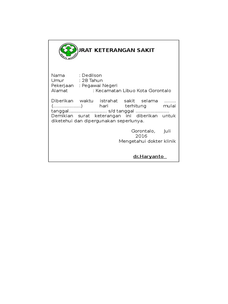 Contoh Surat Sakit | PDF