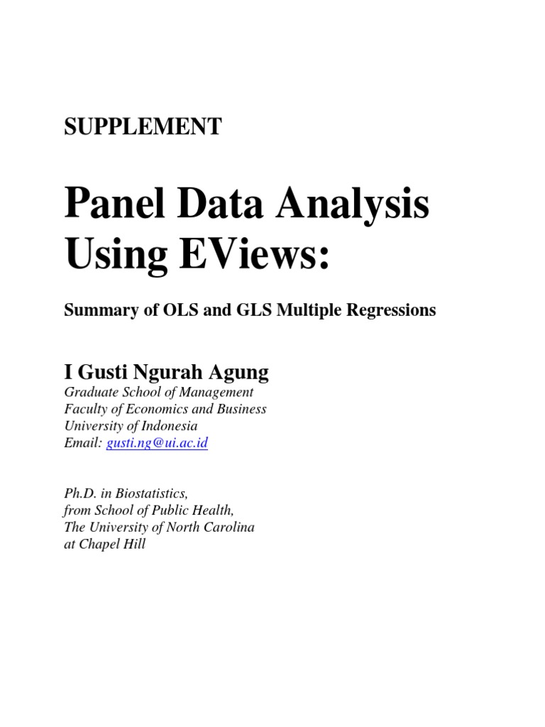 Panel Data Analysis with EViews | PDF | Wellness