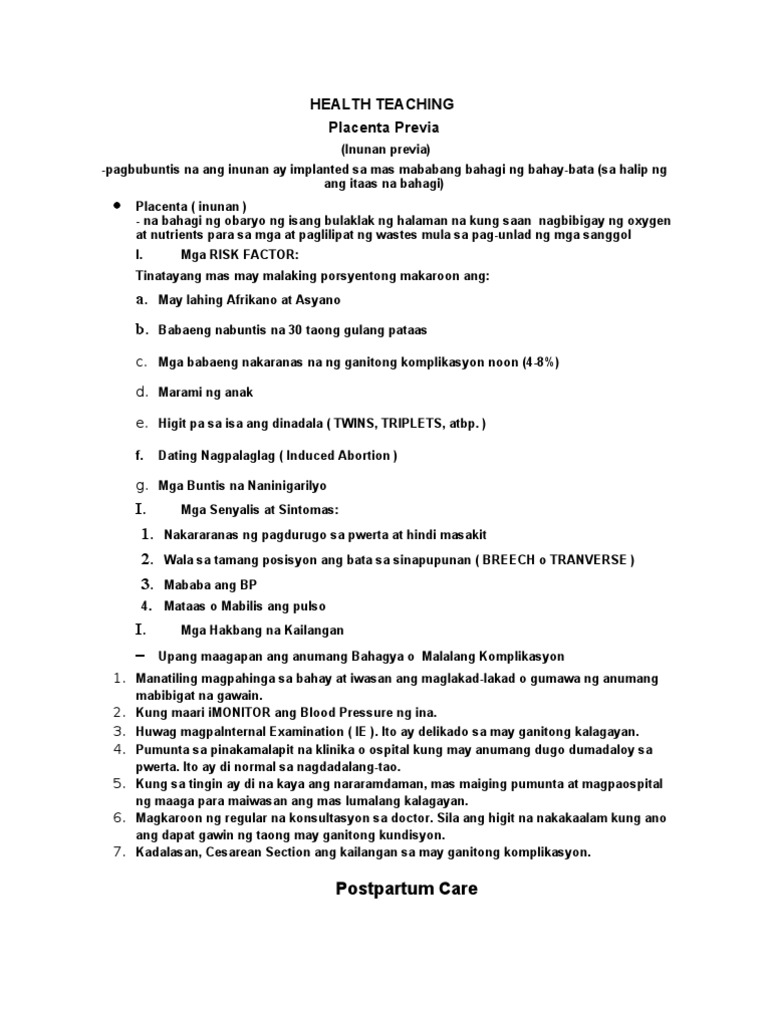 Prenatal Health Teaching - Tagalog | PDF