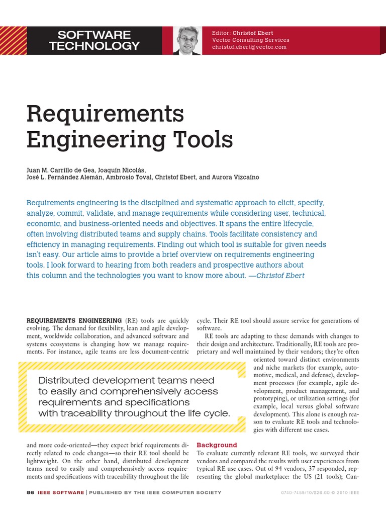 Requirements Engineering Tools | PDF | Verification And Validation ...