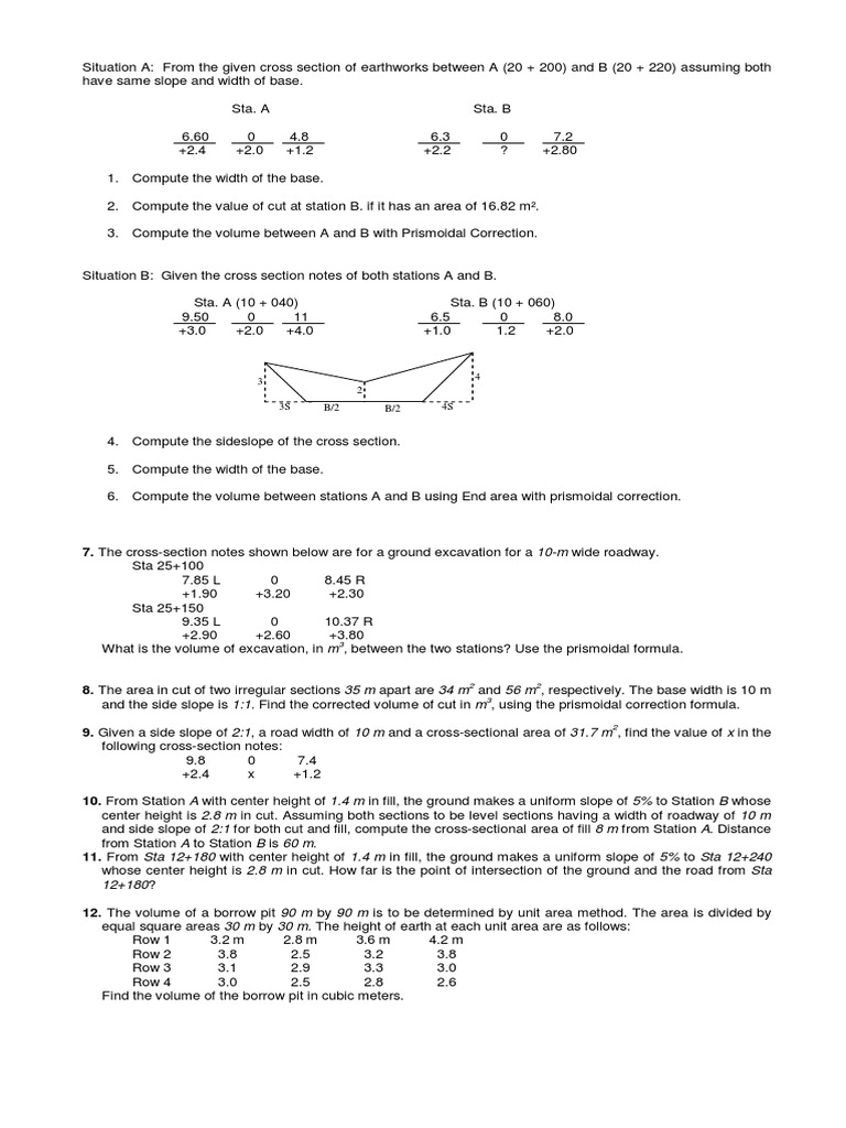Earthworks Problem Set PDF | PDF