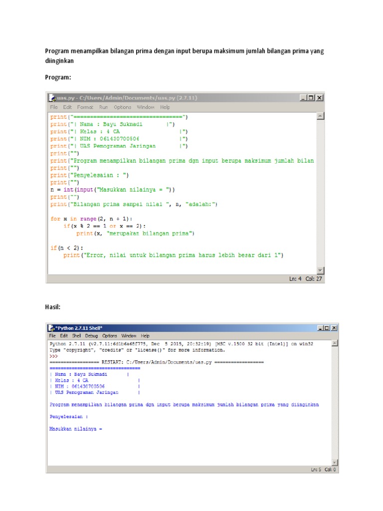 Program Menampilkan Bilangan Prima Dengan Input Berupa Maksimum Jumlah ...