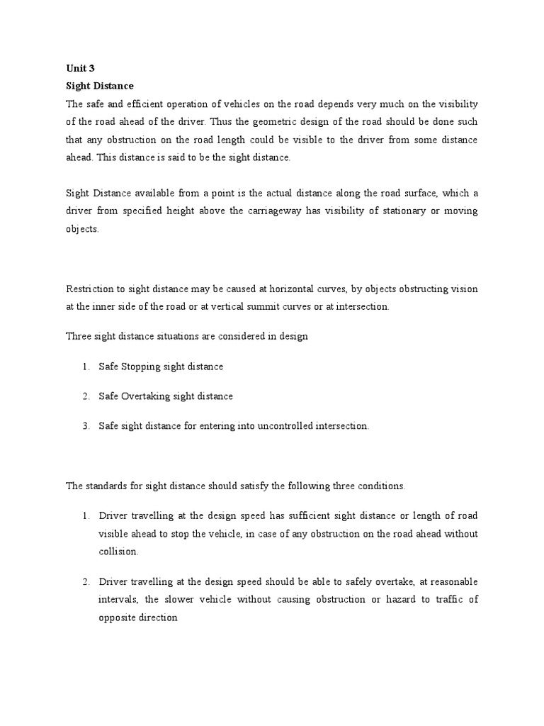 Understanding Sight Distance in Road Design | PDF | Traffic | Brake