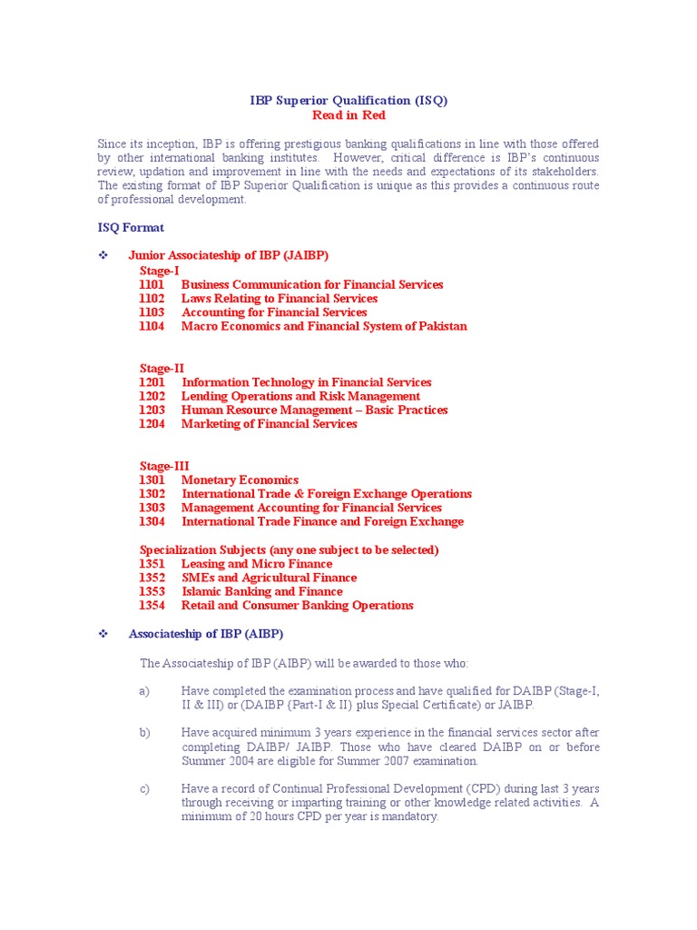 Ibp Superior Qualification | PDF | Thesis | Banks