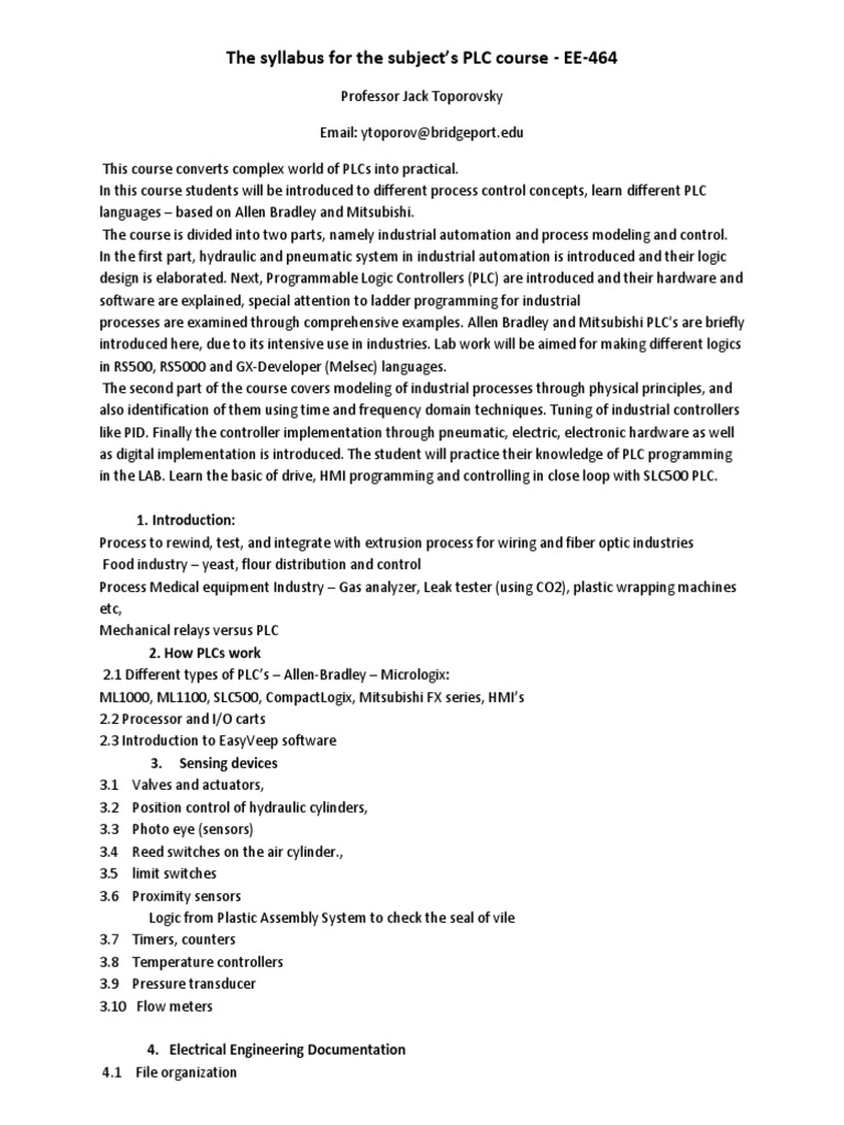 Plc Course Pdf Programmable Logic Controller Automation