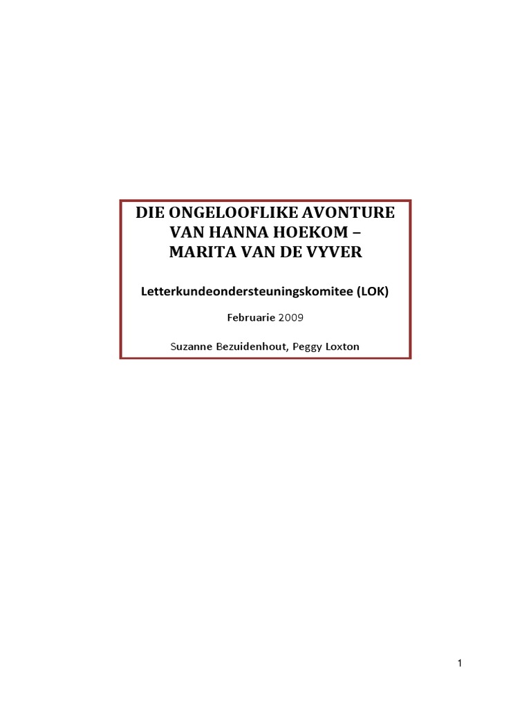 LOK-Studiegids - Die Ongelooflike Avonture Van Hanna Hoekom | PDF