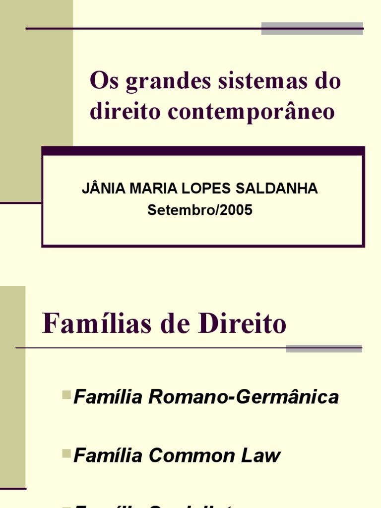 Sistemas Jurídicos Contemporâneos | PDF | Lei Romana | Direito Civil ...