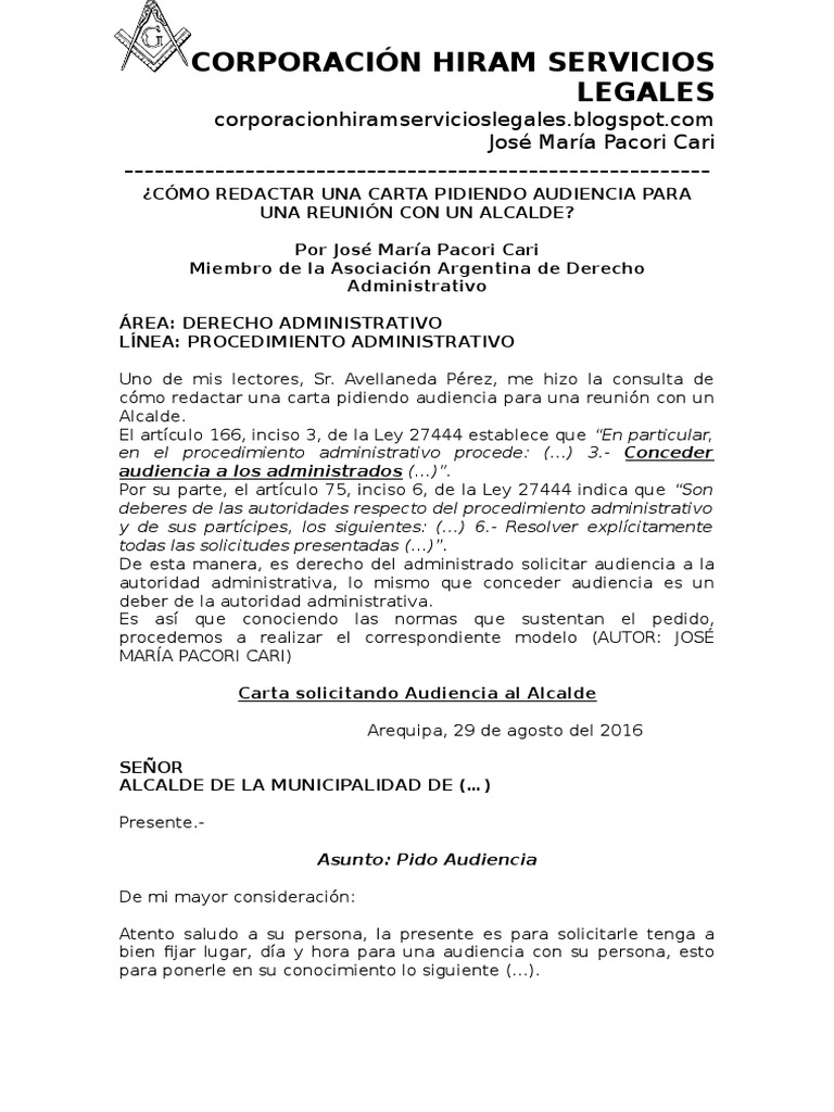Cómo Redactar Una Carta Pidiendo Audiencia Para Una Reunión Con Un ...