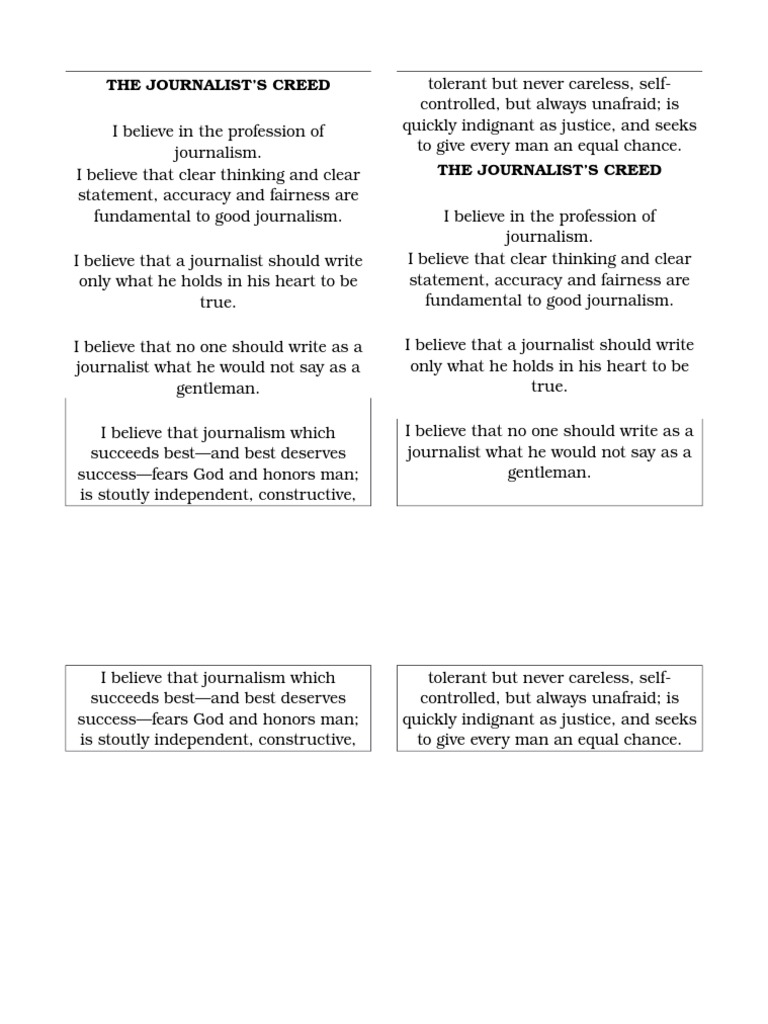 Journalist's Creed | PDF