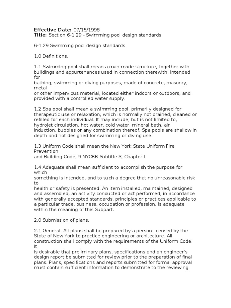 Swimming Pool Design Standards | PDF | Stairs | Filtration