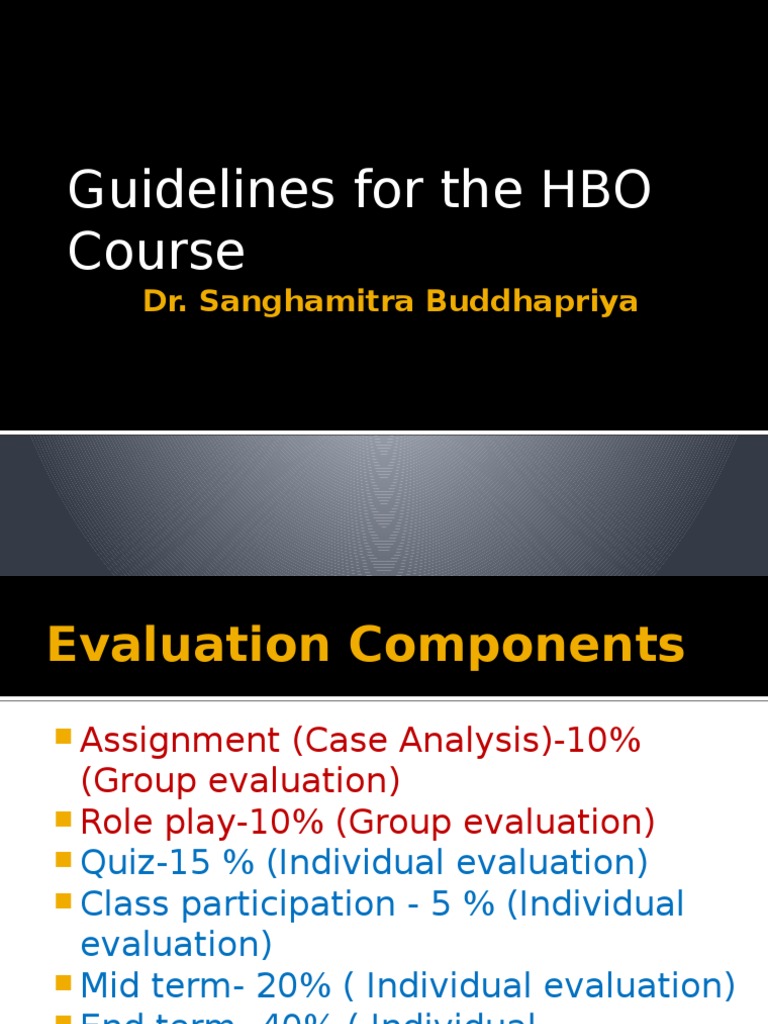Guidelines For The HBO Course | PDF | Educational Assessment | Evaluation