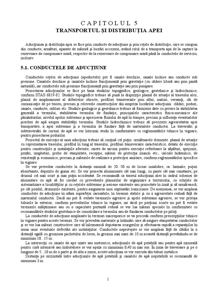 Transportul Si Distributia Apei | PDF