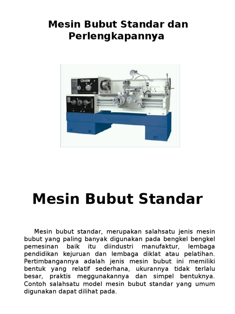 Mesin Bubut Standar Dan Perlengkapannya | PDF