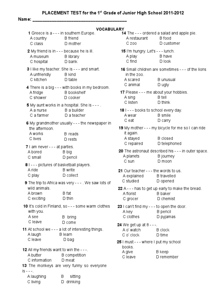 Placement Test | PDF | Test (Assessment) | Schools