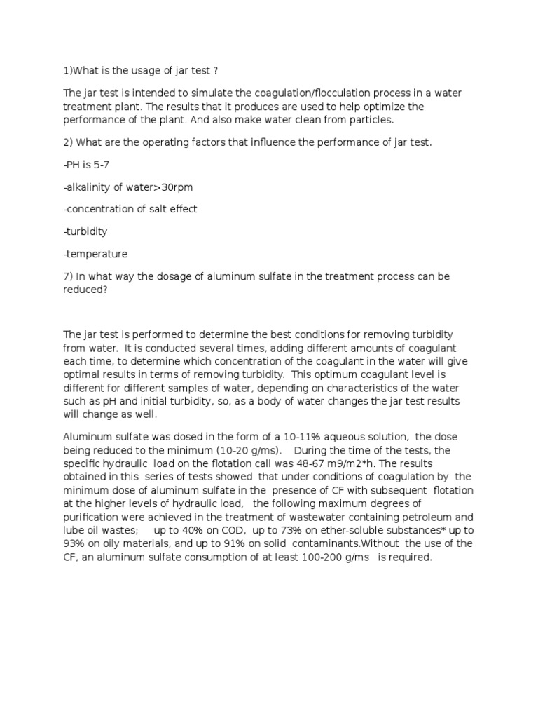 Jar Test | PDF | Water Management | Chemical Engineering