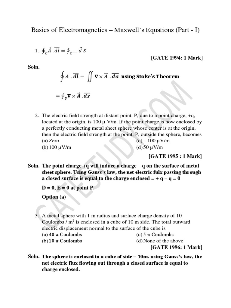 Basics of Electomagnietics | PDF | Electric Field | Maxwell's Equations
