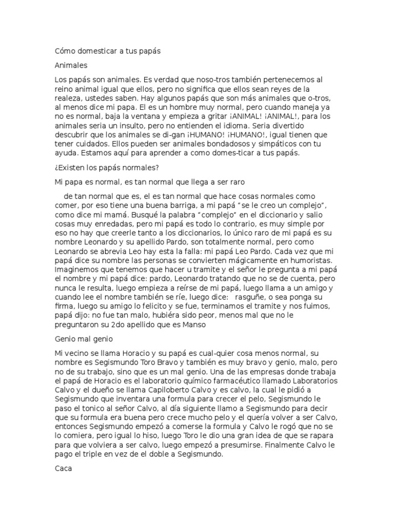 Cómo Domesticar A Tus Papás Resumen | PDF