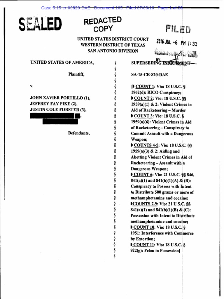 Bandidos Indictment | PDF | Racket (Crime) | Robbery