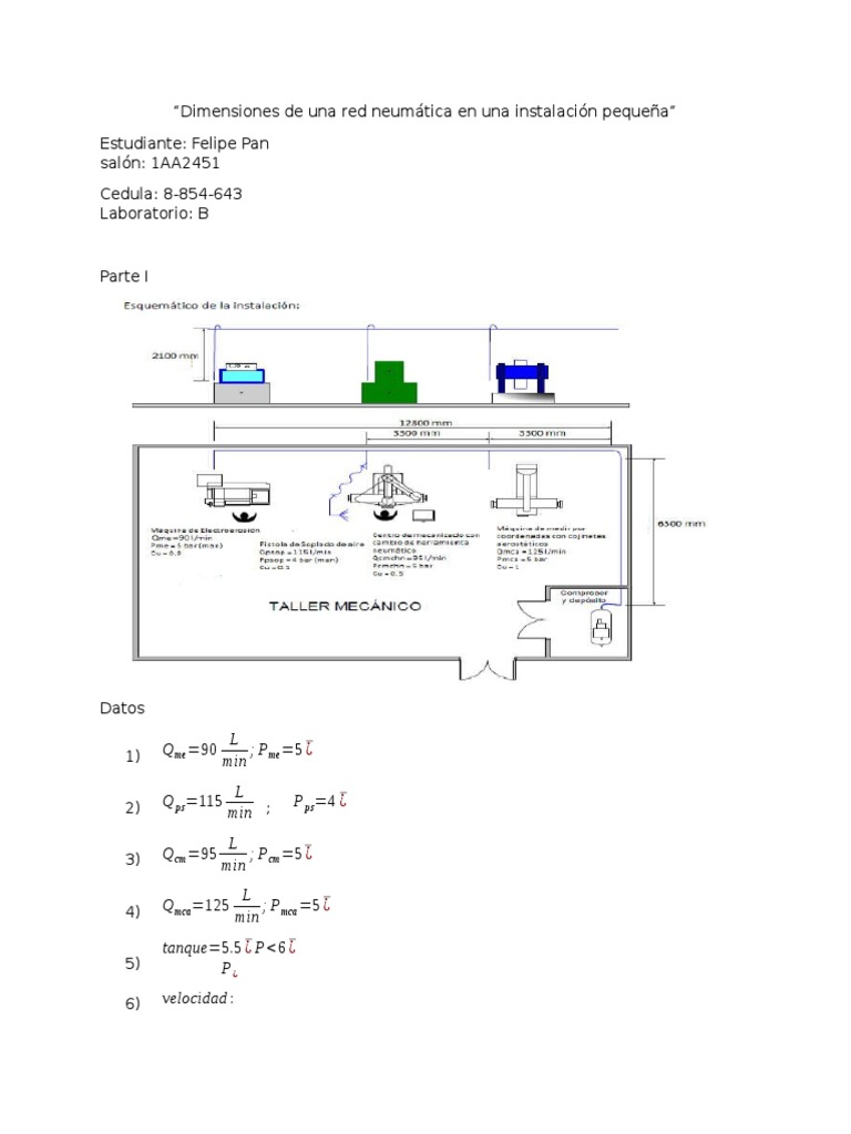 Dimensiones de Una Red Neumática en Una Instalación Pequeña | PDF ...
