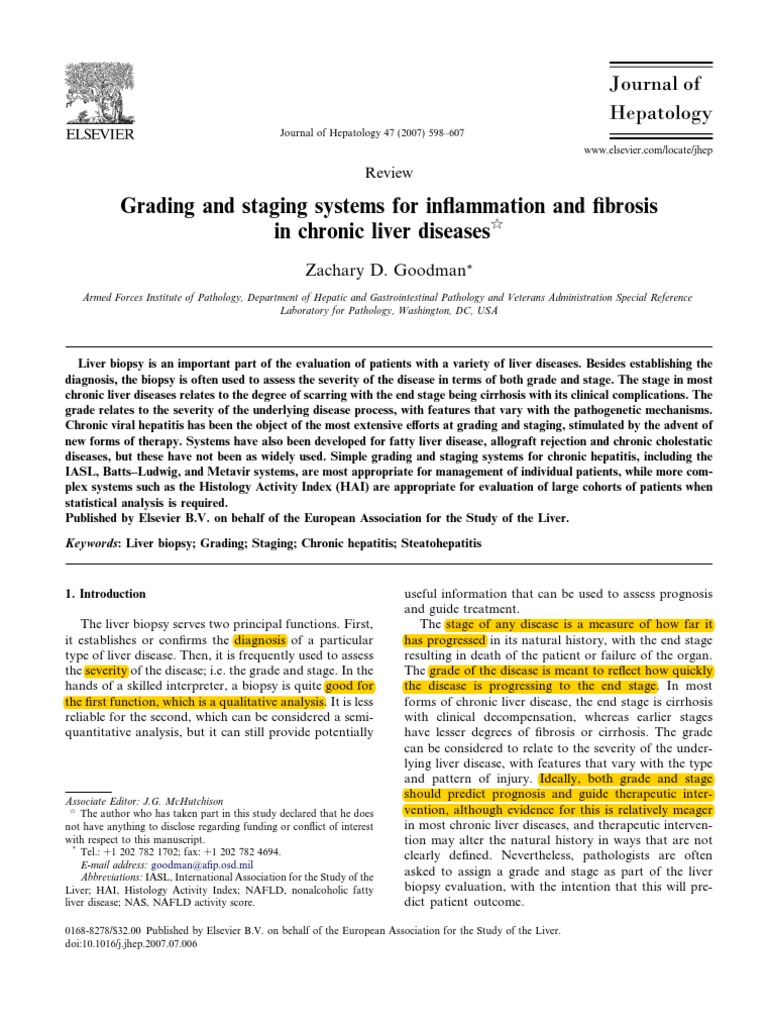 Grading and Staging Systems For Inflammation and Fibrosis in Chronic ...