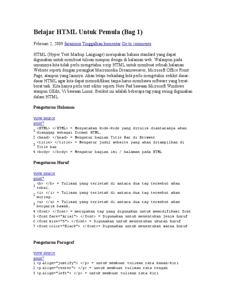 Belajar HTML Untuk Pemula | PDF | Karier & Perkembangan | Komputer