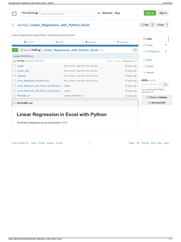 Aschleg-Linear Regression With Python Excel GitHub | PDF