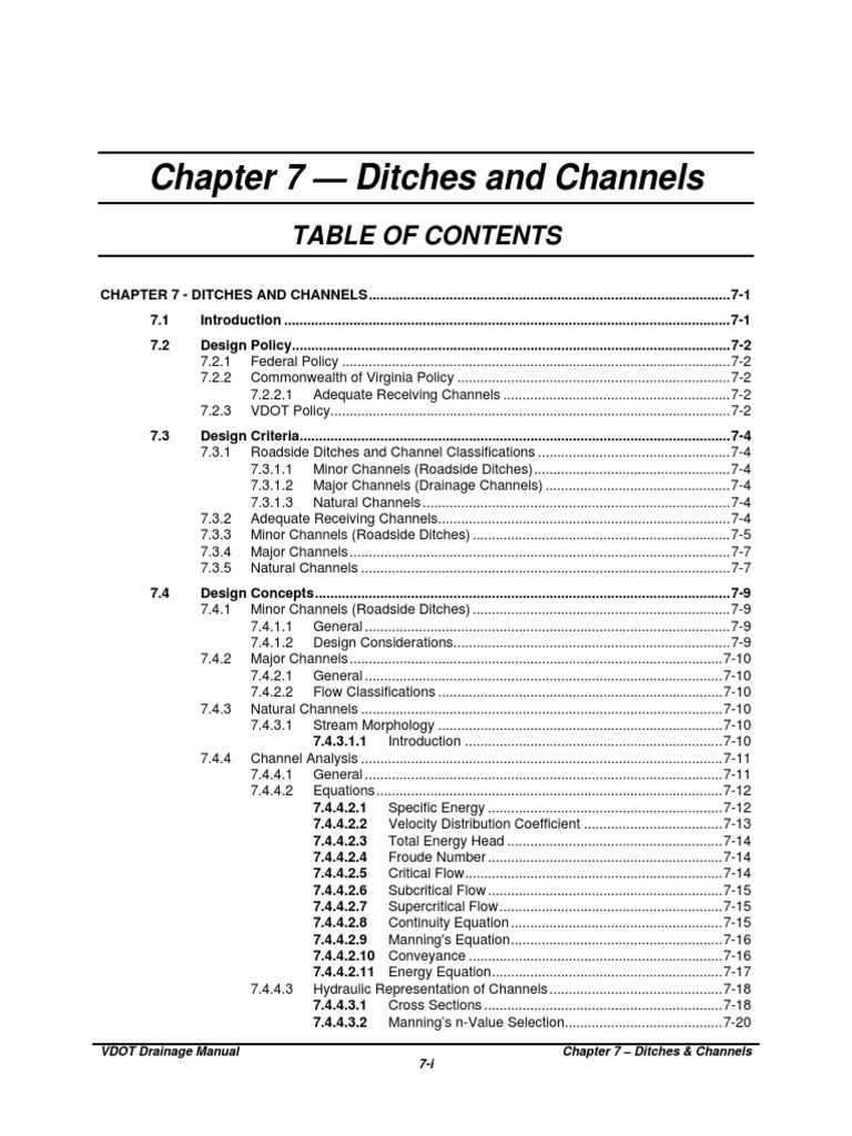 VDOT Ditches and Channels Design Guide | PDF | Flood | Surface Runoff