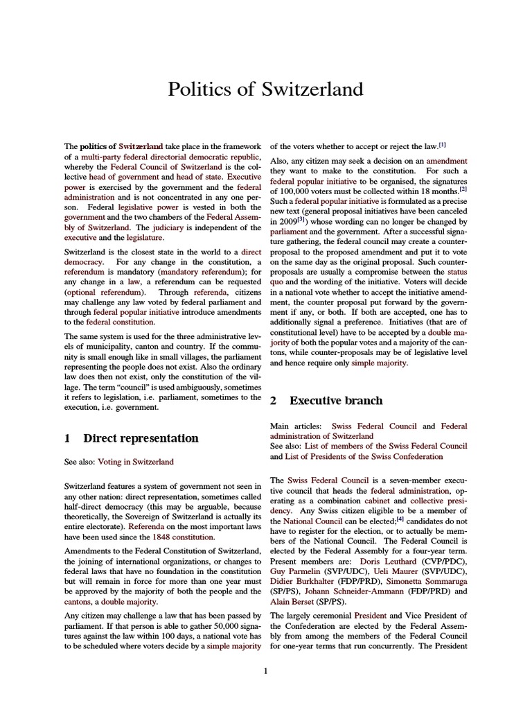 Politics of Switzerland | Initiative | Switzerland